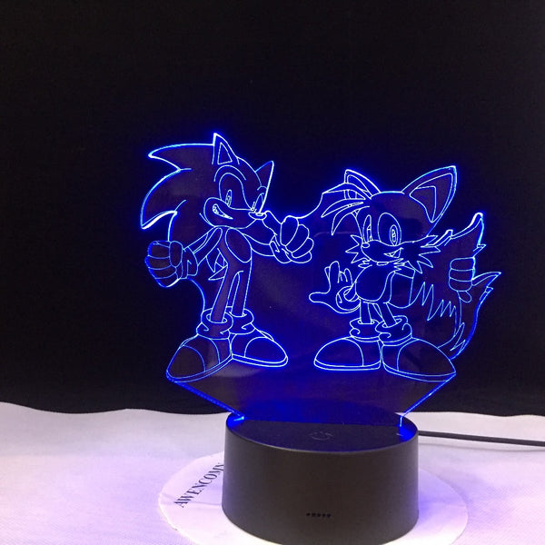 Super Sonic Team 3D Visual Illusion LED Sonic The Hedgehog Night light ...