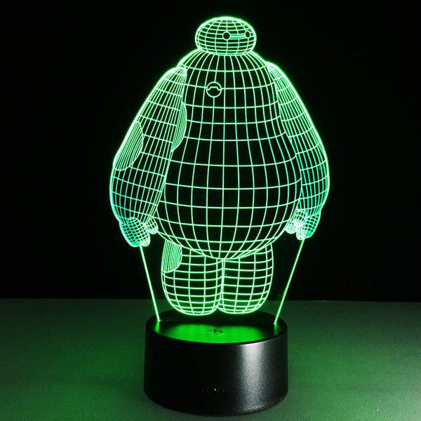 Hero Cartoon Baymax 3D Lamp Night Light USB LED Lighting Mulitcolor Ho ...