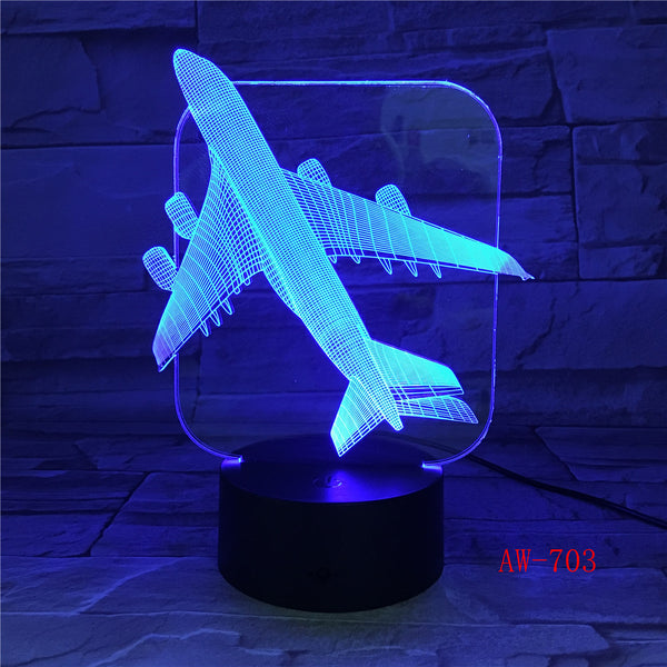 3D Aircraft Warplane Model Creative Night Light Touch Jet Plane Desk L ...