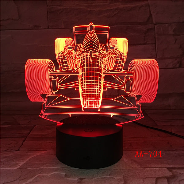 7 Colors Changing Led Night Light 3D F1 Racing Car Modelling Luminaria ...