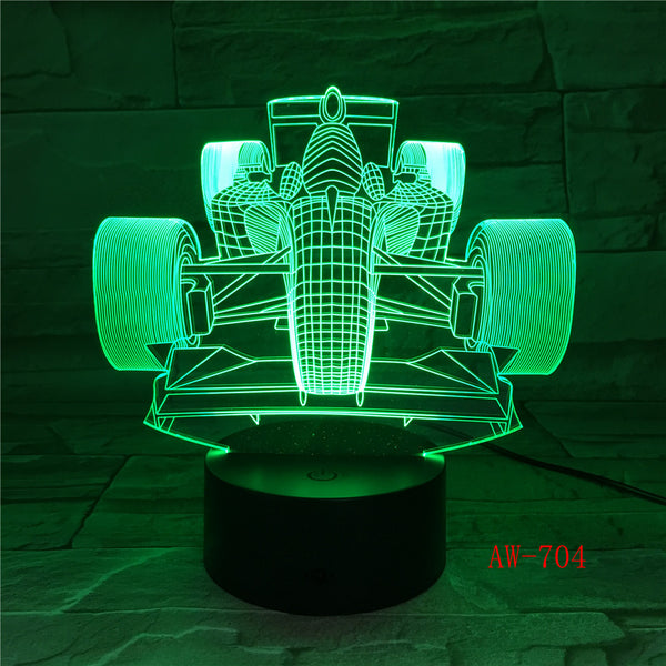 7 Colors Changing Led Night Light 3D F1 Racing Car Modelling Luminaria ...