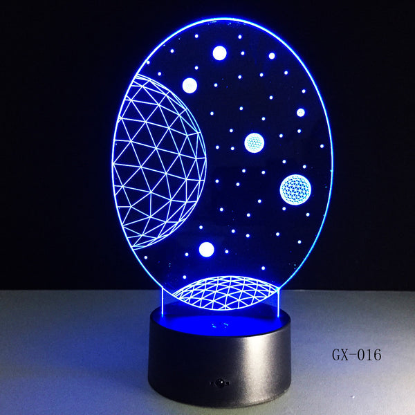 3D Visual Planet LED Illusion Night Lights Universe Table Acrylic Touc ...