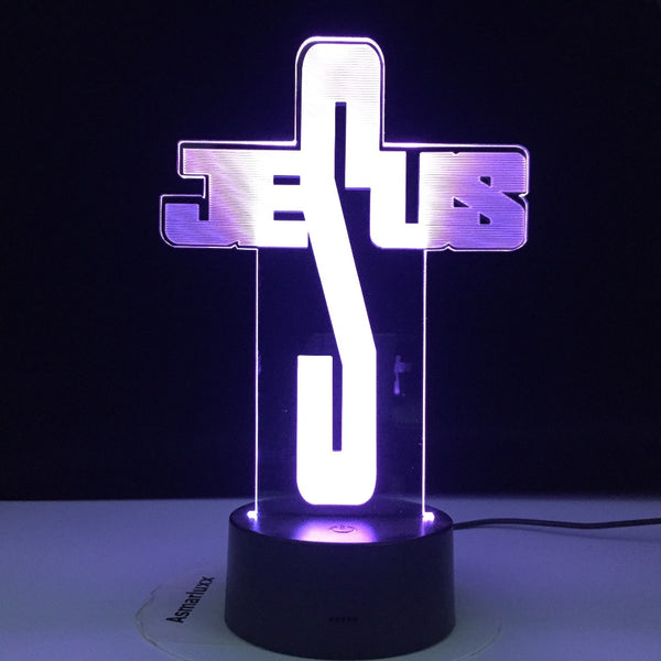 Jesus Bedside Lamp Lighting Christian Faith Pray Lights 7/16 Colors 3D ...