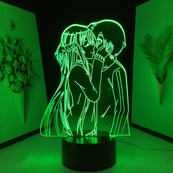 Sword Art Online Anime 3D Lamp Asuna Kirito for Birthday Gifts Table L ...
